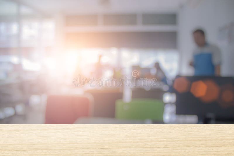 Businessmen Blur in the Workplace or Work Space of Laptop on Table in ...