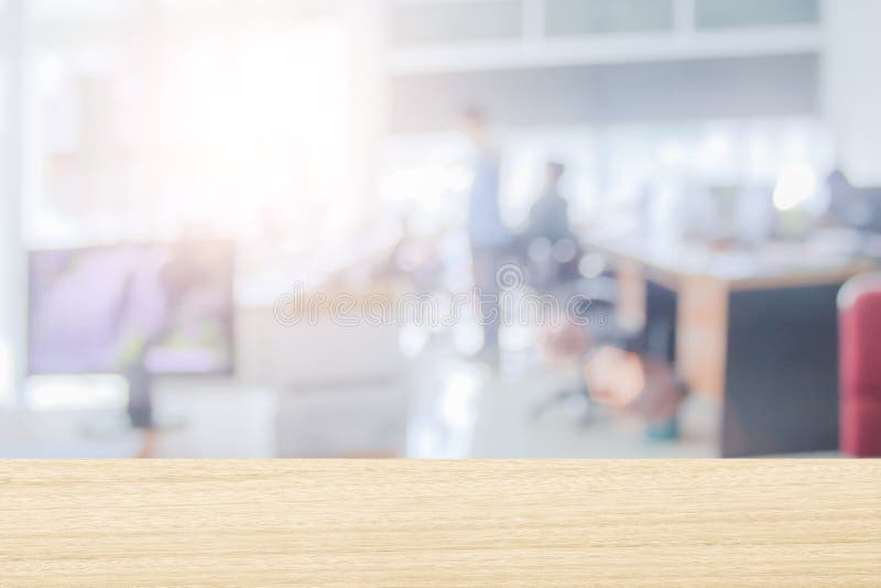 Businessmen Blur in the Workplace or Work Space of Laptop on Table in ...