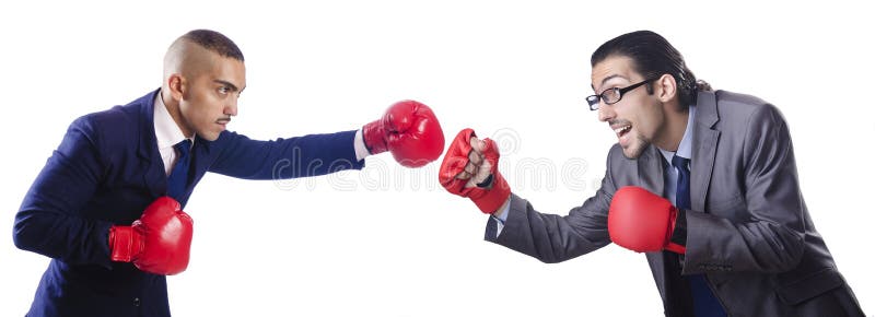 The Businessmen Boxing Isolated on the White Stock Photo - Image of ...