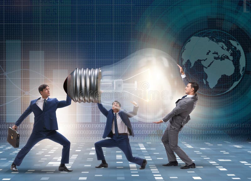 Businessmen in Bright Idea Concept Stock Illustration - Illustration of ...