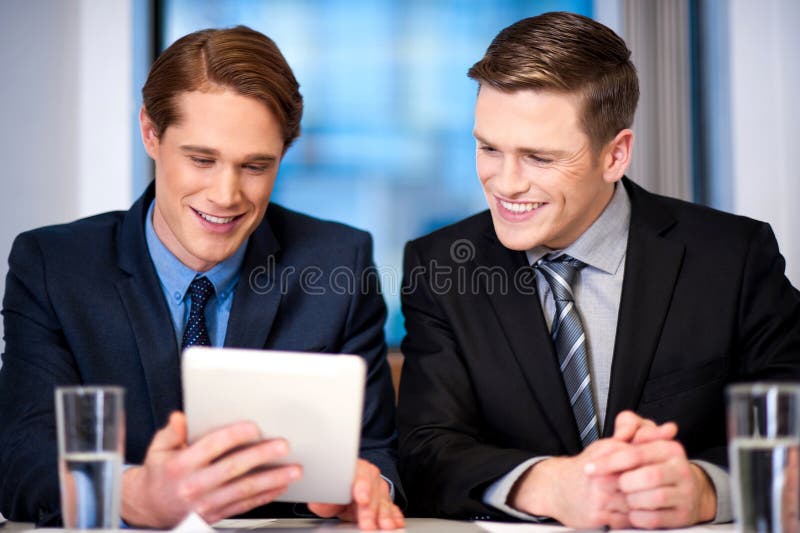 Two Confident Businessmen Networking Stock Photo - Image of team, adult ...