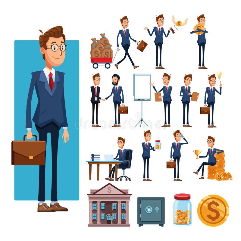 Businessmen and Business Elements Cartoons Stock Vector - Illustration ...