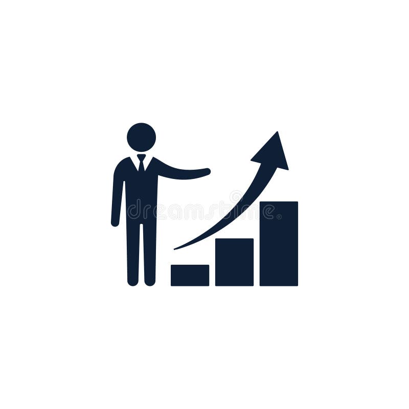Businessmen with Business Growth Graph Icon, Vector Isolated ...