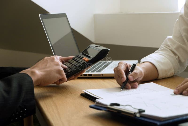 Businessmen Calculate Earning Business Performance, Business Concept ...