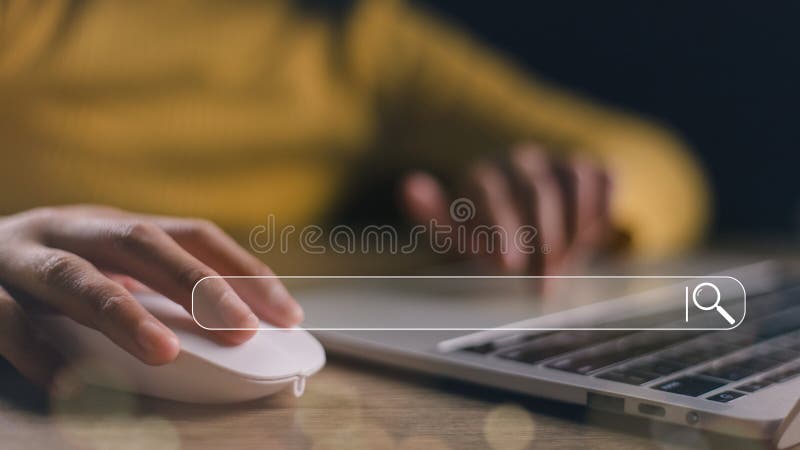 Businessmen Click the Mouse and Computer Keyboard with Search Engine ...