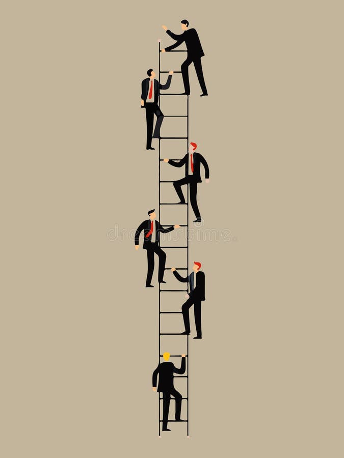 Businessmen Climbing Ladder Ascending Career Path Success Ambition ...