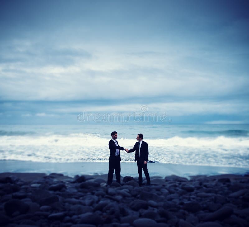 Businessmen Commitment Handshake Beach Relaxatiion Concept Stock Photo ...