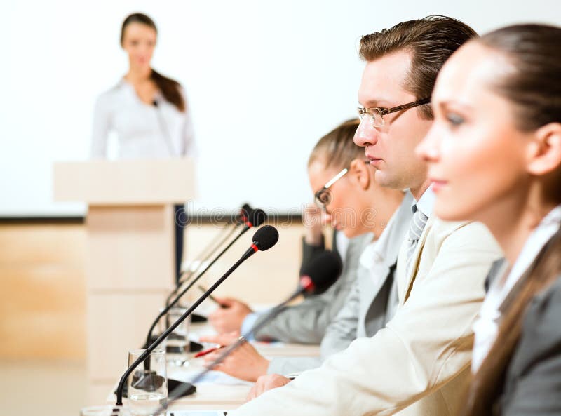 Businessmen Communicate at the Conference Stock Image - Image of ...