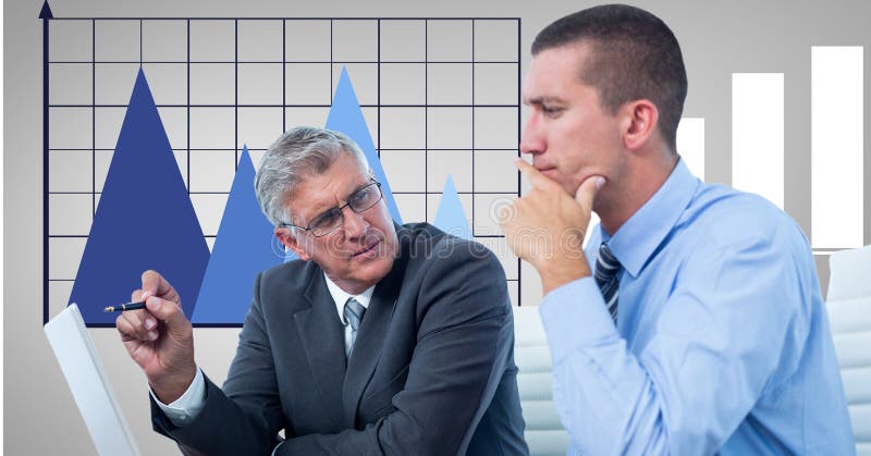 Businessmen Discussing Against Graph in Office Stock Image - Image of ...