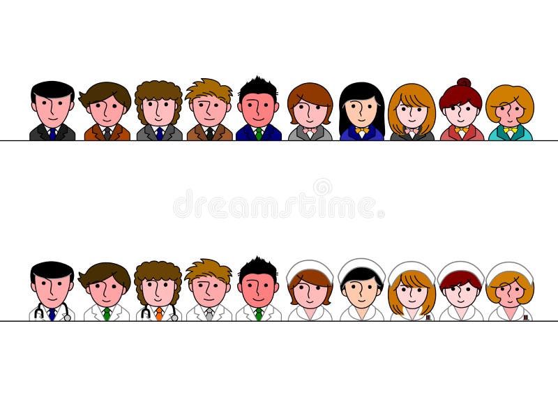 Businessmen and Doctors Upper Body Border Set Stock Vector ...