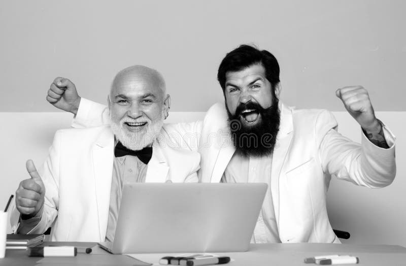 Businessmen Family Working at Success Office Workplace. Old Successful ...