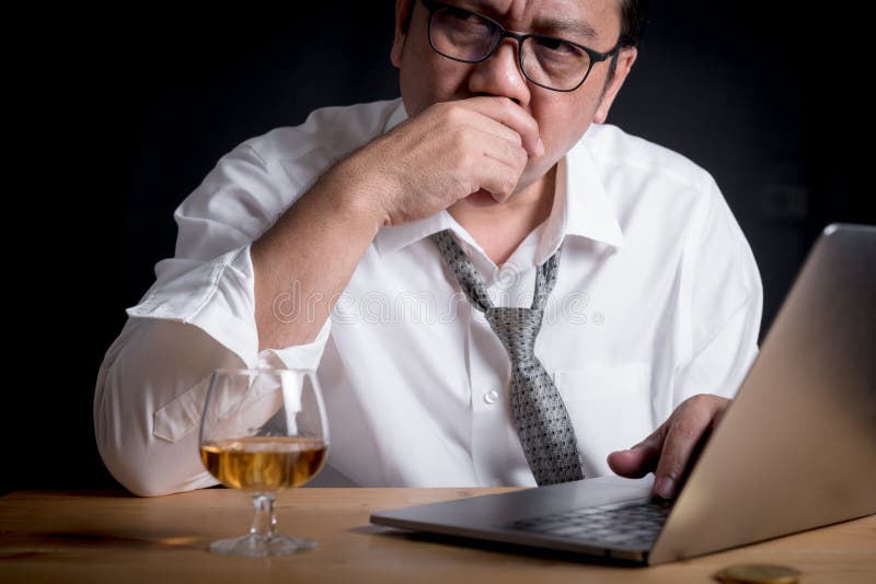 Businessmen Feel Stressed and Thinking about Work while Working with ...