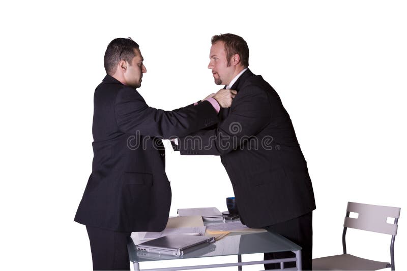 Businessmen Fighting Across the Desk Stock Photo - Image of business ...