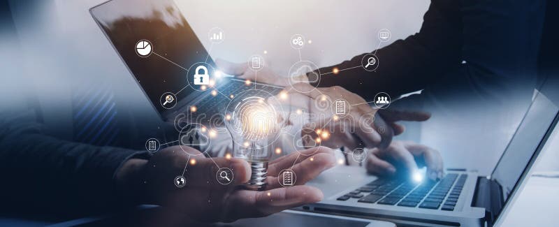 Businessmen Fingerprint Scanning and Biometric Authentication ...