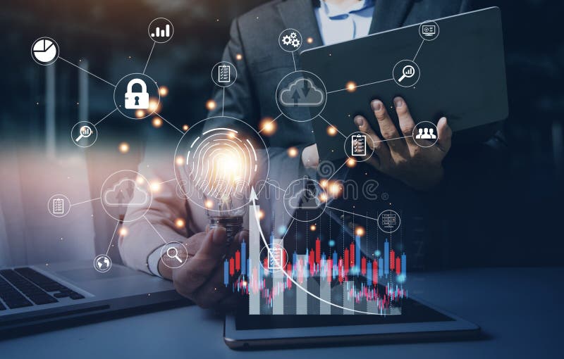 Businessmen Fingerprint Scanning and Biometric Authentication ...
