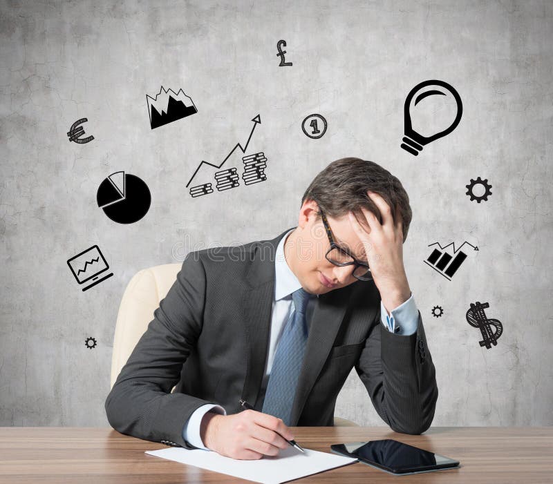 Businessmen Flying Icon Over Head Stock Photo - Image of financial ...