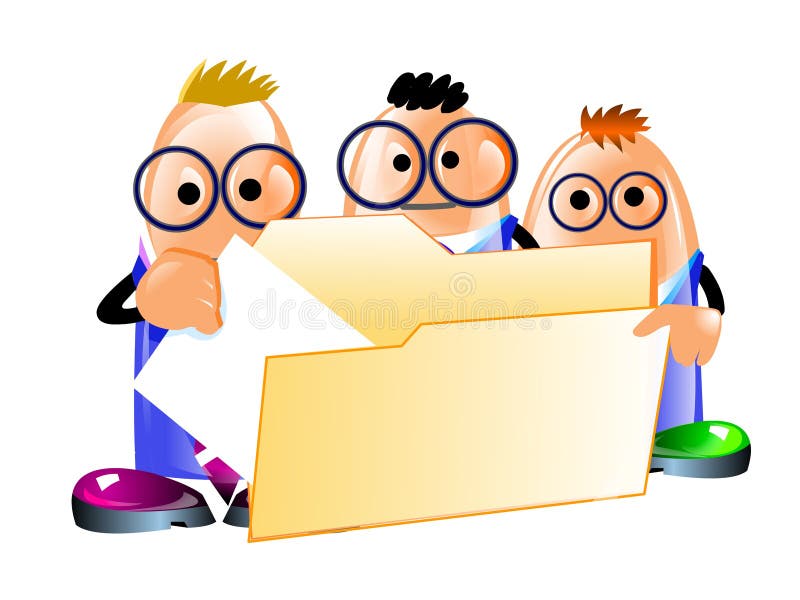 Businessmen Get a Document from a Folder Stock Illustration ...