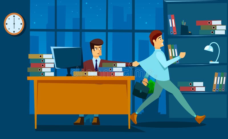 Businessmen is Going Back Home after Work but the Boss Pulls and Holds ...