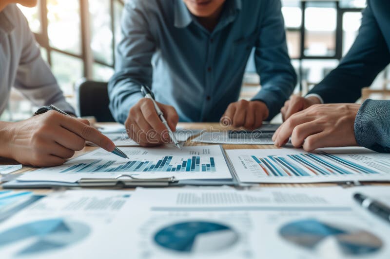 Businessmen Hands Holding Pens Pointing To Marketing Data - Generative ... Businessmen Hands Holding Pens Pointing To Marketing Data - Generative ...