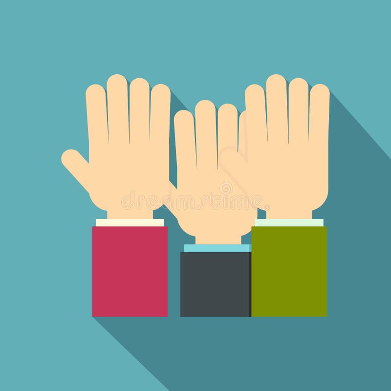 Businessmen Hands Up Icon, Flat Style Stock Vector - Illustration of ...