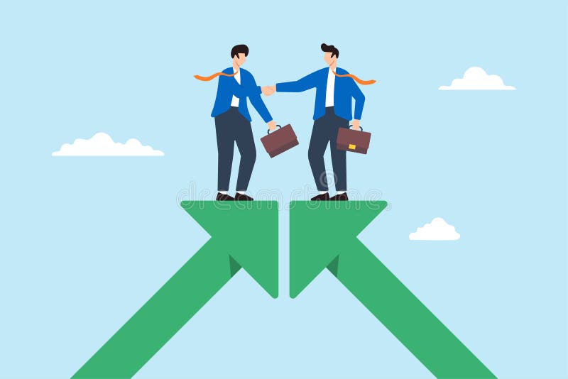 Businessmen Handshake on Growth Arrow Agree To Work Together Stock ...