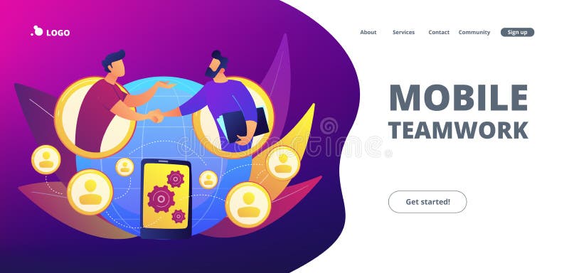 Mobile App For Collaboration Between Different Workers Stock ...