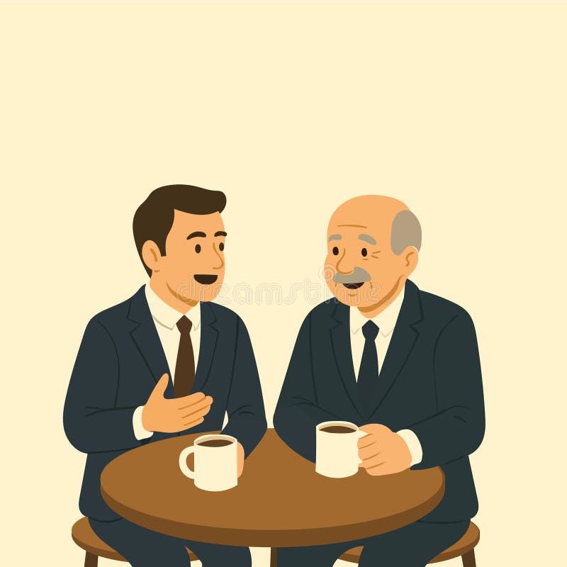 Businessmen Having Coffee and Conversation at a Table Stock Vector ...