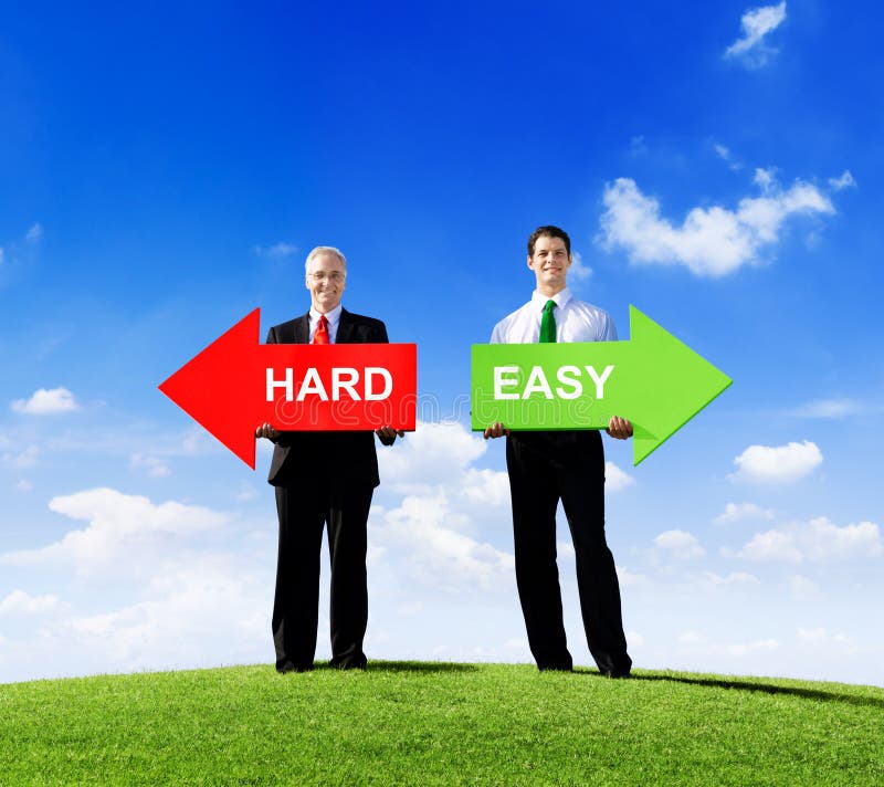 Businessman Choosing Easy or Hard Way Stock Image - Image of advice ...
