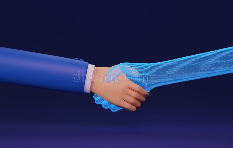 Businessmen Join Hands with Ai Holograms To Do Business on Virtual ...