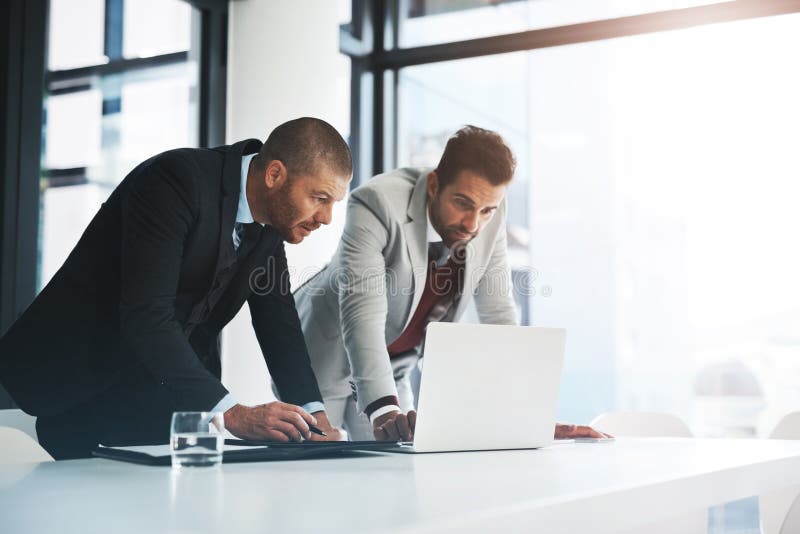 Businessmen, Laptop and Planning for Problem Solving in Office ...