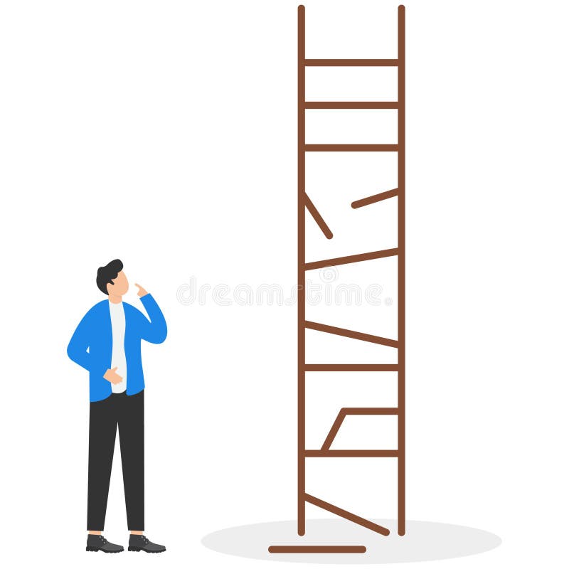Businessmen Look at Broken Ladders. Obstacle Business Concept Stock ...