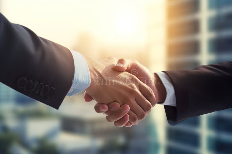 Businessmen Making Handshakes with Partners, Greeting, Dealing, Merger ...