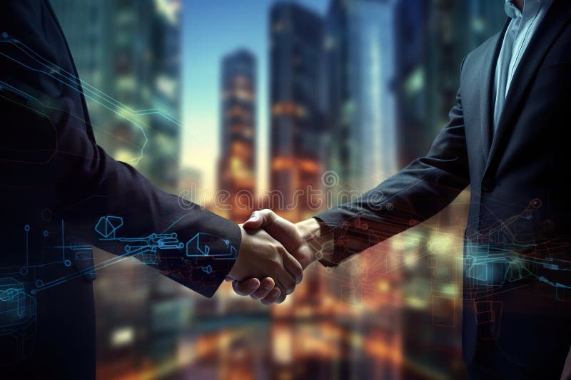 Businessmen Making Handshakes with Partners, Greeting, Dealing, Merger ...