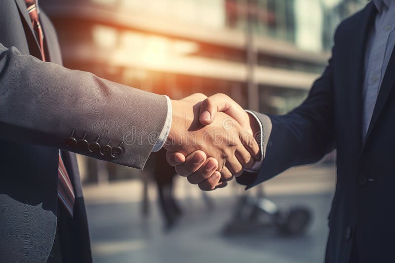 Businessmen Making Handshakes with Partners, Greeting, Dealing, Merger ...