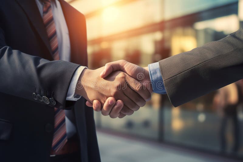 Businessmen Making Handshakes with Partners, Greeting, Dealing, Merger ...