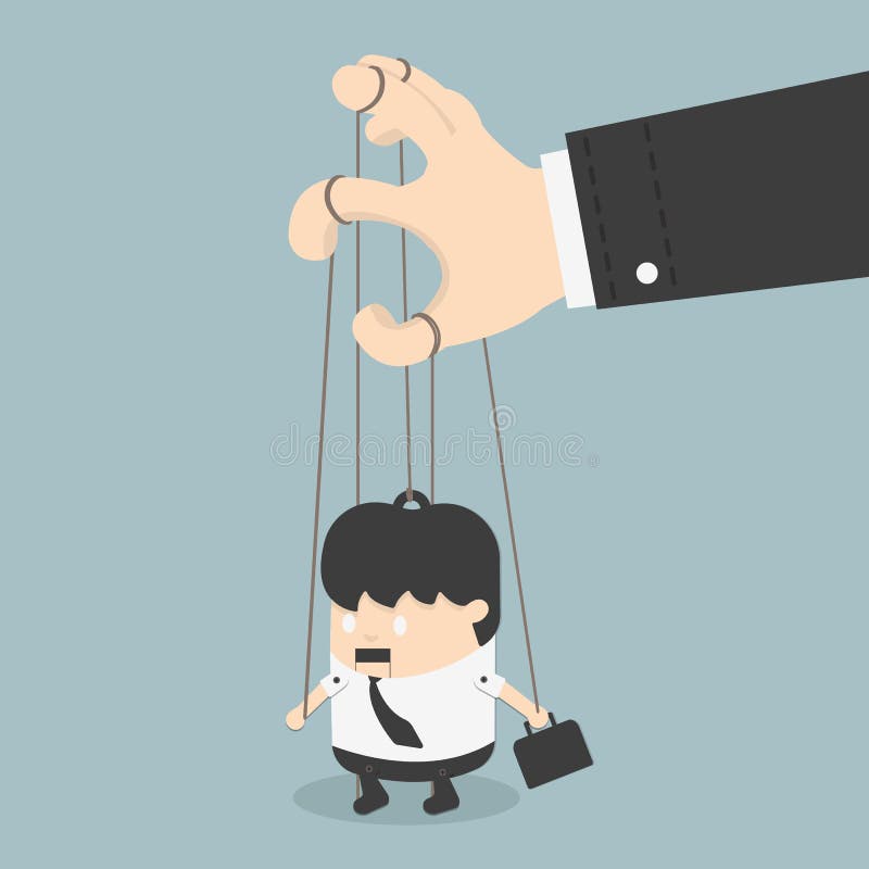 Male Marionette On Ropes Controlled By Hand, Manipulation Of People ...