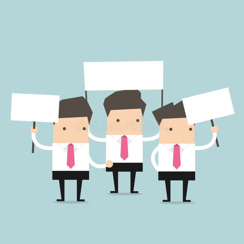 Businessmen at the Meeting with Posters for Strike Stock Vector ...