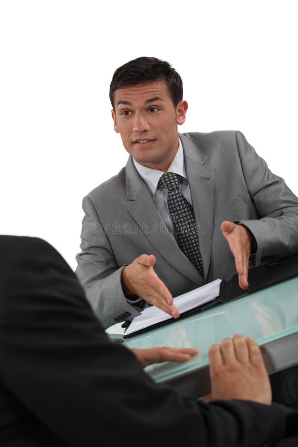 Three Persons Business Meeting Stock Photo - Image of committee, center ...
