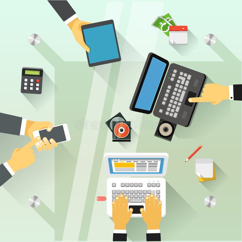 Businessmen Over the Glass Table Stock Vector - Illustration of flat ...