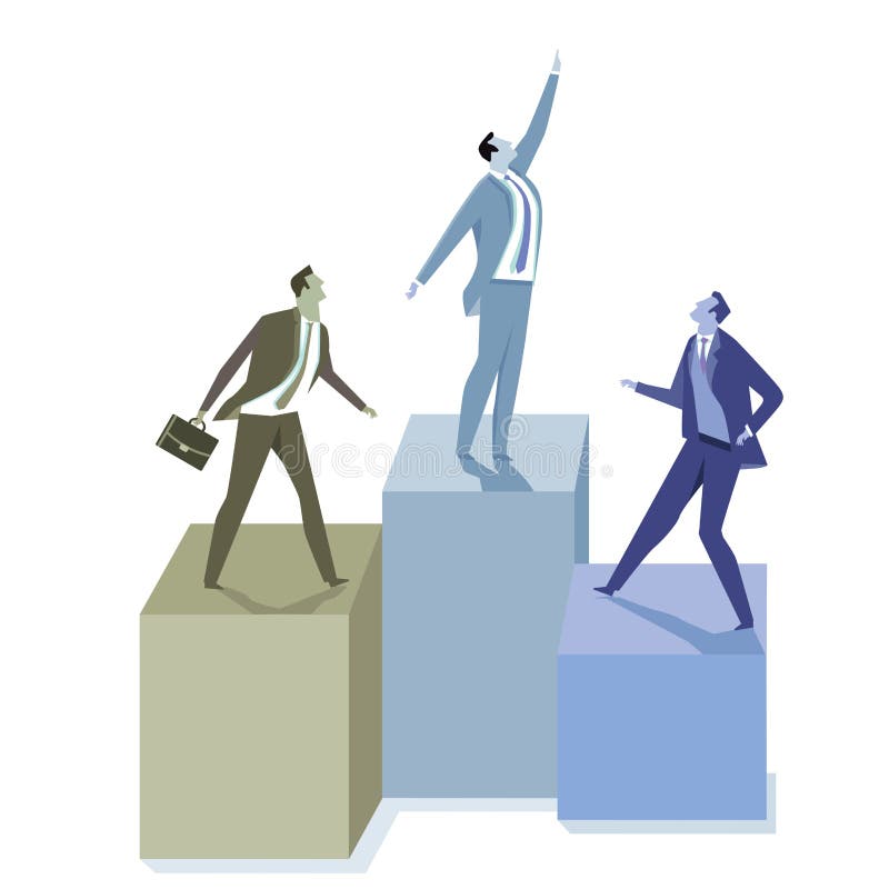 Businessmen on podium stock vector. Illustration of reaching - 77922530