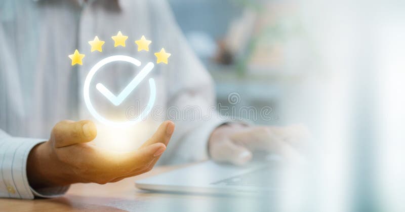 Businessmen Point To Tick Correct Sign Mark in Checkbox for Approve ...