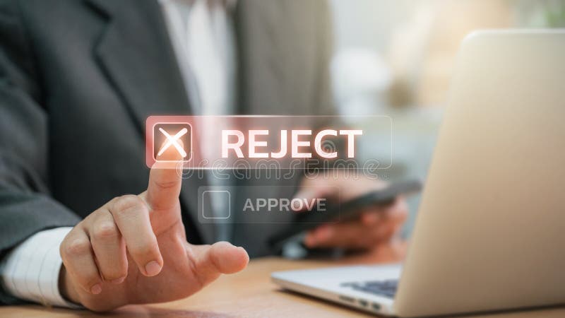 Businessmen Point To Tick Correct Sign Mark in Checkbox for Reject ...