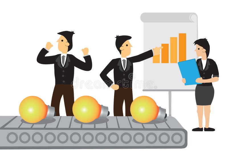 Businessmen Production of Ideas through Analytics and Data. Concept of ...