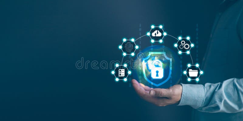 Businessmen Protect Personal Data Information from Viruses on Hand with ...