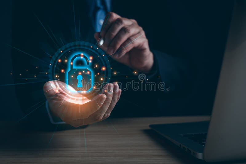 Businessmen Protect Personal Data Information from Viruses on Hand with ...