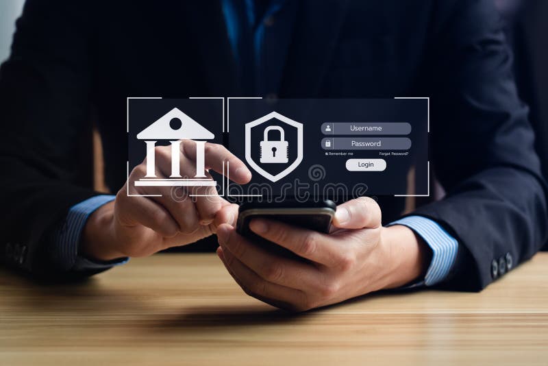 Businessmen Protecting Personal Data on Smartphone and Virtual ...