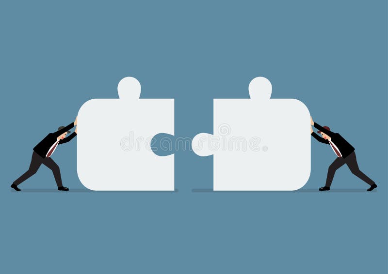 Jigsaw Pushing Together Stock Illustrations – 235 Jigsaw Pushing ...