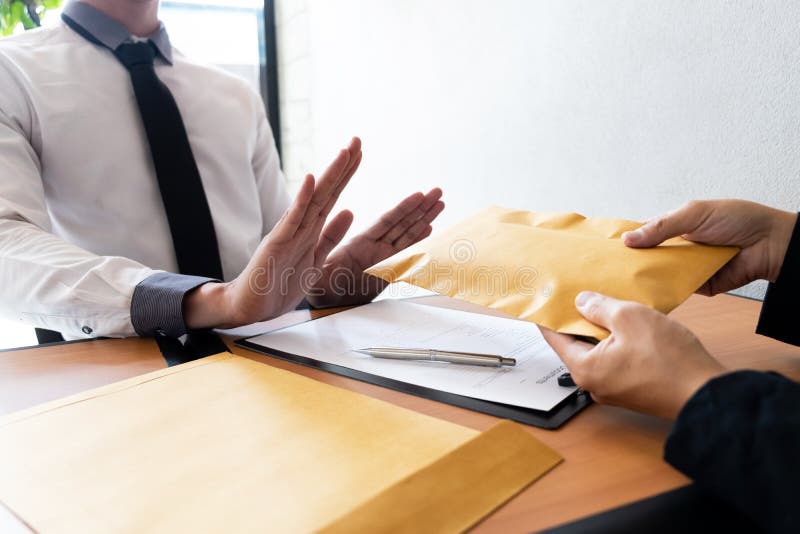 The Businessmen Refusing Accept Bribes in a Brown Envelope at the ...