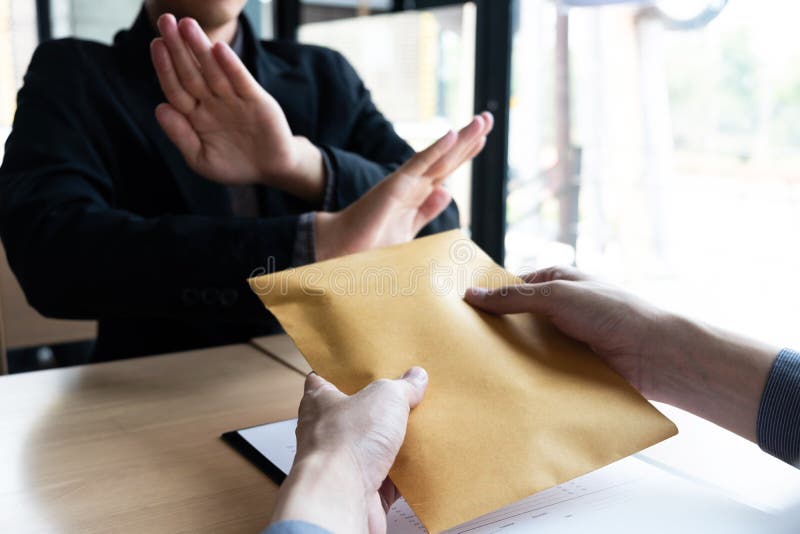 The Businessmen Refusing Accept Bribes in a Brown Envelope at the ...