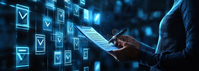 Businessmen Review Electronic Documents on Digital Documents and ...